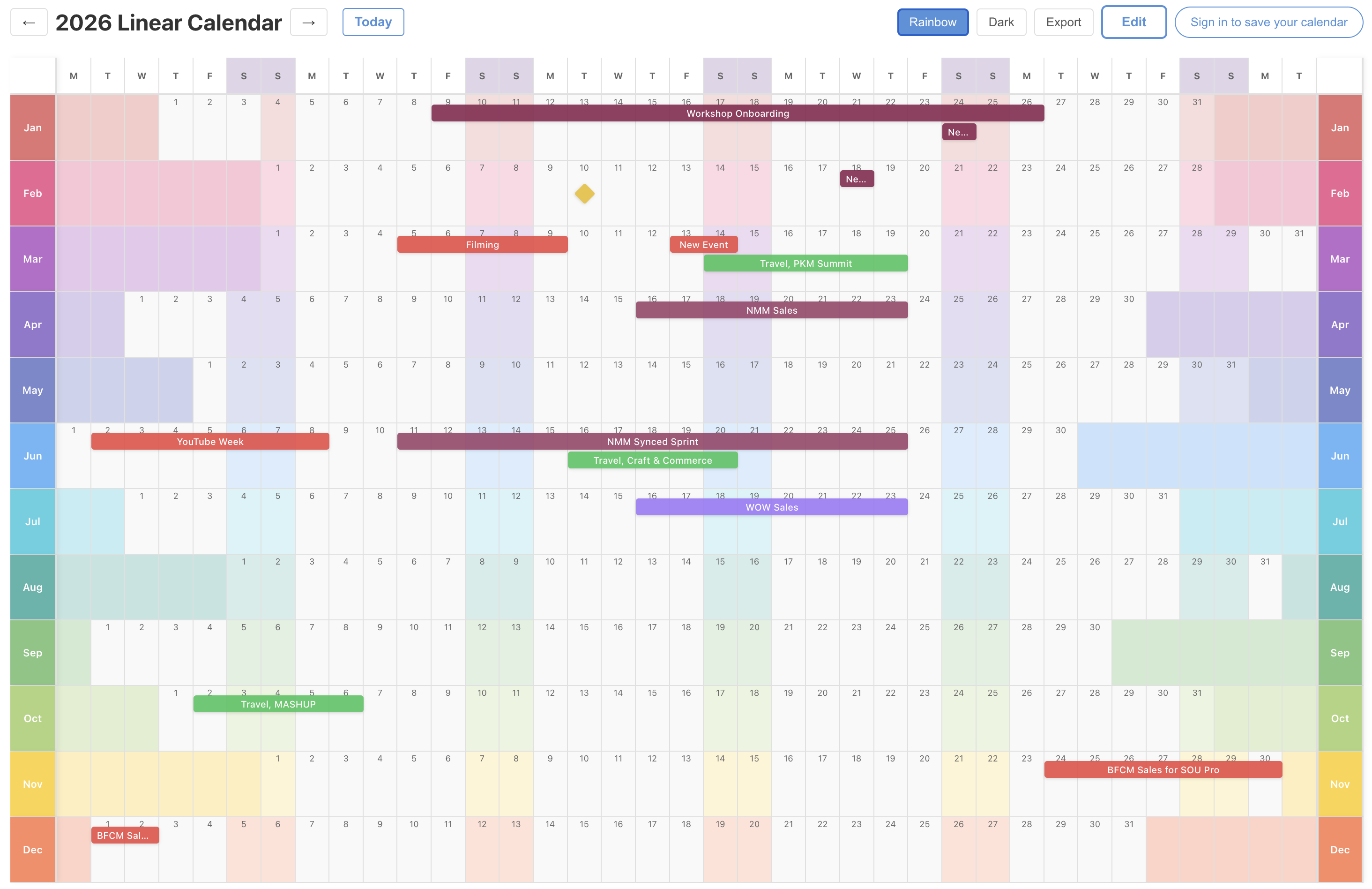 Linear Calendar